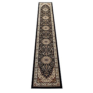 Bellagio Traditional Area Rug Runner 32 Inch X 15 Feet 10 Inch Black 401