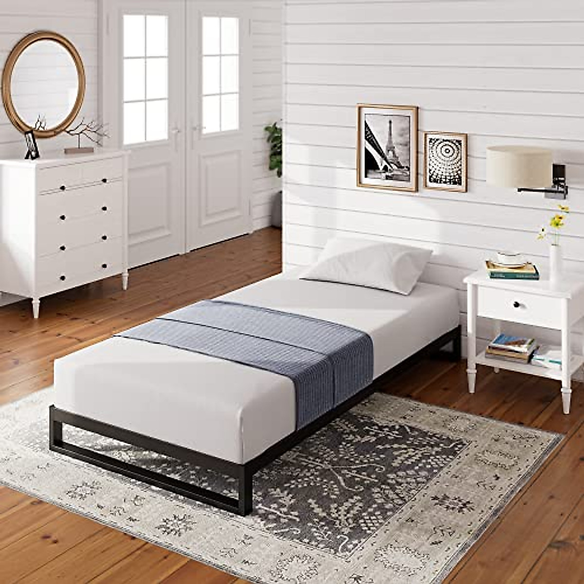 ZINUS Trisha Metal Platforma Bed Frame, Wood Slat Support, No Box Spring Needed, Easy Assembly, Twin