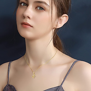 Rikelus Mothers Day Gift for Mom,14K Real Gold Mom Heart Necklace for Women Wife Mom Grandma,Yellow Gold I Love You Mom Pendant Necklace Jewelry Gift for Mothers Day 16+1+1 inch