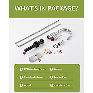 Tohlar Bar Sink Faucet Brushed Nickel, Single Handle Bathroom Faucet for Sink 1 or 3 Hole, Wet Bar/Pre-Kitchen Faucet with 4-Inch Deck Plate & Sprayer, Bathroom Sink Faucet with 360°Swivel Spout