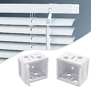 Waziaqoc 2PCS Plastic Blind Brackets, 1 Inch White Low Profile Box Mounting Bracket for Window Blinds Window Blinds Headrail Bracket