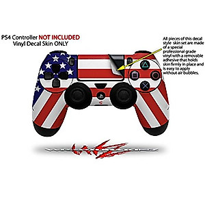 WraptorSkinz Skin Compatible with Sony PS4 Dualshock Controller PlayStation 4 Original Slim and Pro USA American Flag 01 (Controller NOT Included)