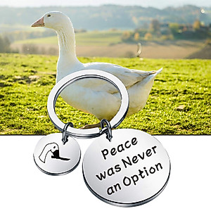 CENWA Peace was Never an Option Goose Keychain Goose Game Lover Gift (Goose Keychain)