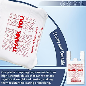 YoYoRain White Thank you T shirt bag, Grocery shopping bag Reusable and Disposable Supermarket Bag 11''x6''x21'' 100PCS