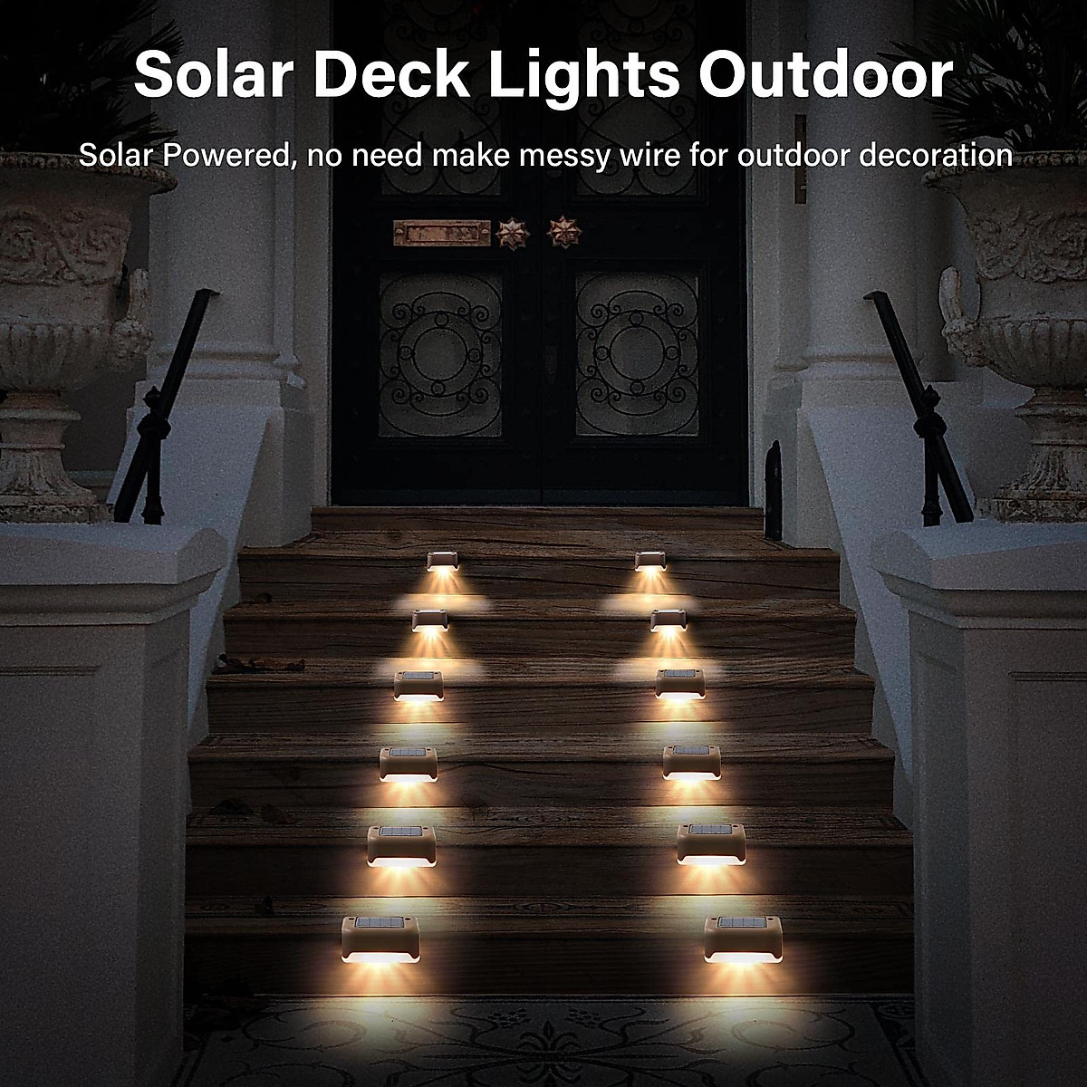 PSORLK Solar Deck Lights Outdoor, 16 Pack Solar Step Lights Waterproof LED Solar Powered Outside Patio Lights Decor Lighting for Fence Post,Wall,Railing,Yard,Step,Stairs,Deck and Pathway (Warm White)