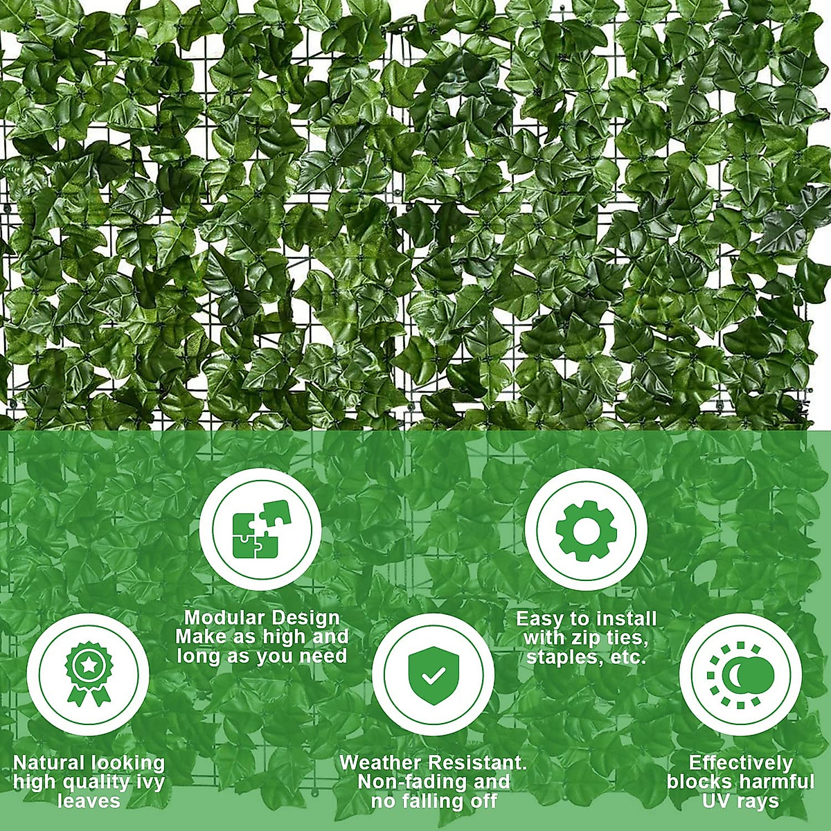 Artificial Ivy Balcony Privacy Screen, UV Coated Faux Ivy Privacy Fence Screen - Expandable Fake Ivy Fence - Ivy Fence Privacy Screen, Artificial Ivy Privacy Fence, Patio Decor For Fences Up To 4 Feet