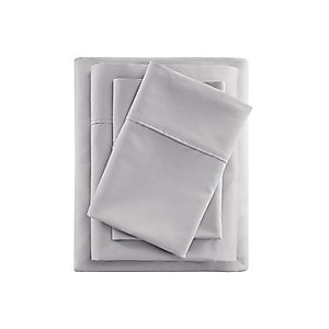 Beautyrest BR 600 TC Cooling Cotton Blend Solid Bed Sheet Set with 16 Inch Deep Pocket, All Season, Soft Bedding-Set, Matching Pillow Case, Full, Grey, 4 Piece (BR20-0994)
