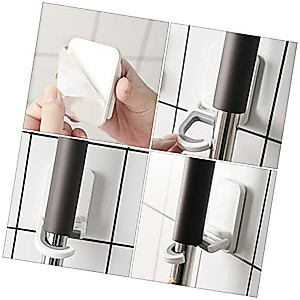 CIYODO 3pcs Bathroom Punch-Free Hanger Clips Mount Storage Shape Broom Racks Traceless Hook Garden Holds Slip Grippers White C- Organizer Anti- Wall Self Multifunctional Drilling