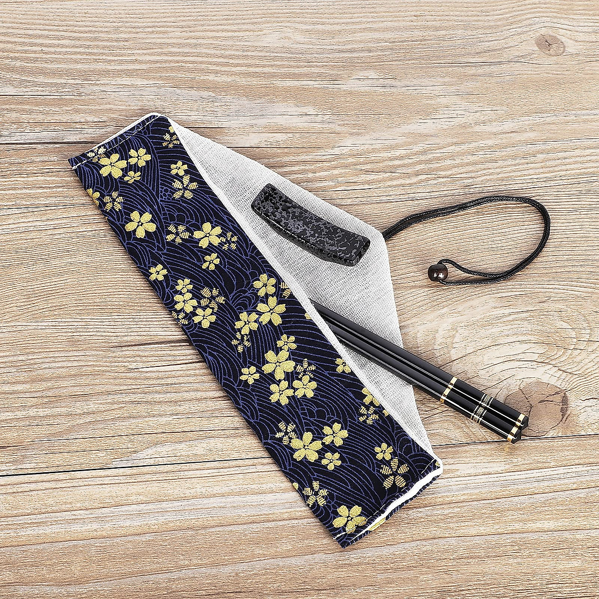 Chopsticks Reusable Fiberglass Alloy Chopsticks with Holder and Carrying Bag, 1 Pairs Gift Set (Style 1)