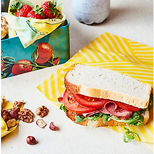 WaxWrap Beeswax Wraps For Food, Organic Cotton Food Bags - Sustainable Plastic Bag Alternative, Reusable Snack Bags, Bees Wax Wraps Reusable Food Storage - Assorted 3 Pack (S, M, L)