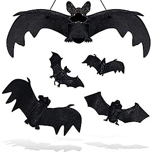yalanle 5Pcs Halloween Bats Vampire Rubber Bats Decor Hanging Bat for Halloween Party April Fool's Day,Haunted House Decoration