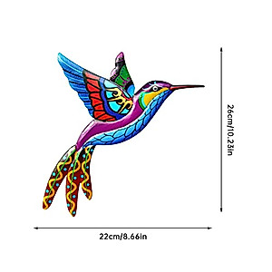 Metal Hummingbird Wall Art Decor Metal Colorful Birds 3D Outdoor Sculpture Christmas Ornaments Wooden Deer