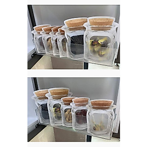 20Pcs Stand Up Clear Front Cork Mason Jar Pattern Zipper Bag Plastic Ziplock Pouch Portable Bottle Shape Food Preservation Smell Proof Packaging Pouches 7.8x5.5+2.7in (20x14+7cm)