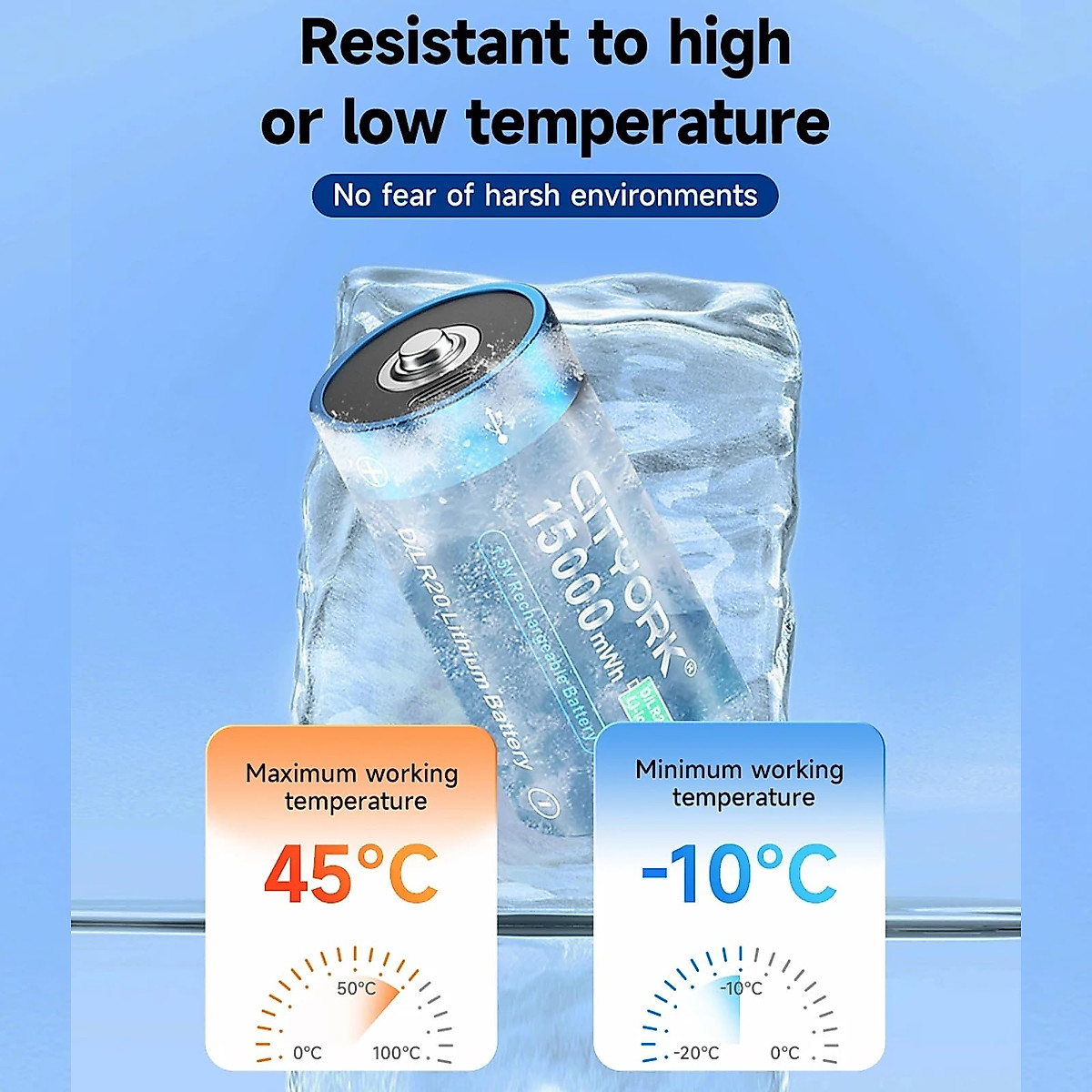 CITYORK 4 Pack D Batteries, 15000mAh USB Rechargeable D Cell Lithium Batteries with 4 in 1 USB-C Cable, 1.5V Constant Output D Size Battery for Flashlights, Remote Controls, Radios,Toys, Clocks