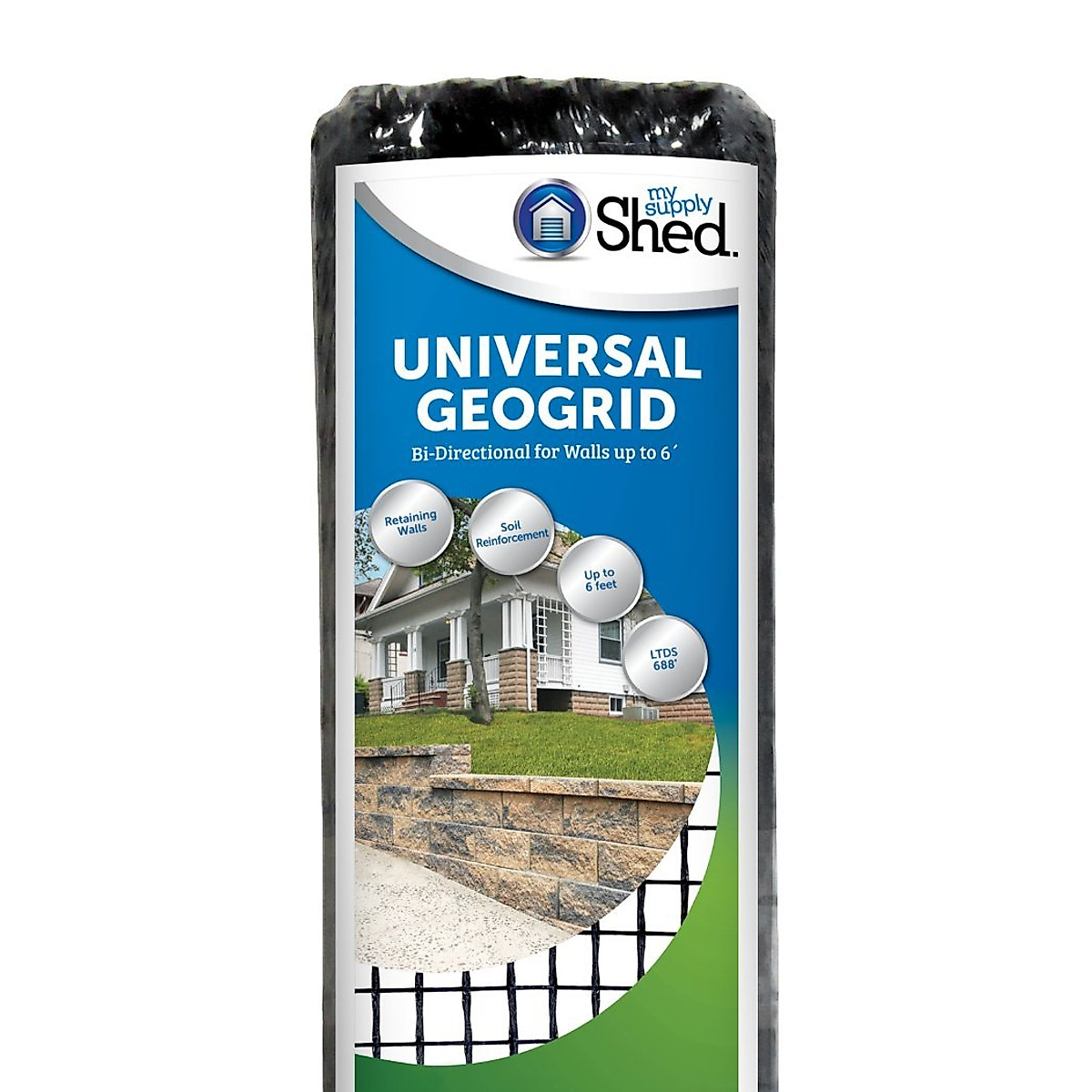 Bi-Directional Universal Retaining Wall Geogrid, Walls Up to 6 Feet (3'x50')