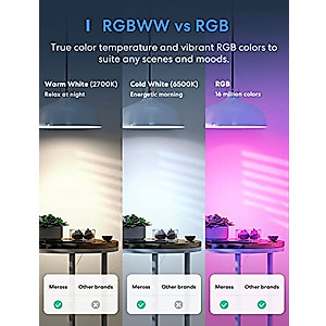 meross Smart LED Light Bulb, Smart WiFi LED Bulbs Compatible with Apple HomeKit, Siri, Alexa, Google Home & SmartThings, Dimmable E26 Multicolor 2700K-6500K RGBWW, 900 Lumens 60W Equivalent, 2 Pack