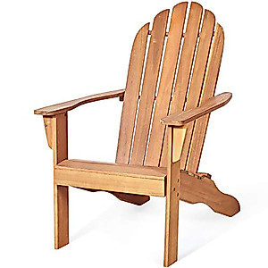 RELAX4LIFE Adirondack Chair Patio Chair Wooden Weather Resistant Chair for Yard, Garden, Patio, Deck & Poolside Acacia Outdoor Lounger Chair (1, Natural)
