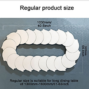 WMQ Household Long Table Rotating Manual Dining Table, Turntable Oval Dining Table, Turntable Adjustable Length Turntable, white