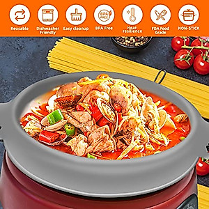ANDIMEI 3 Pack Silicone Slow Cooker Liners Fit 6, 7, 8 Quarts Oval or Round Crock Pot,Food-grade Reusable Silicone Insert, Leakproof & Dishwasher Safe Slow Cooker Accessories Cooking Divider Liner