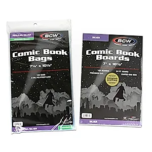 (100) Silver Age Resealable Clear Comic Book Bags & Backer Boards by BCW