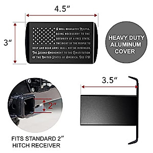2A U.S.A. American Flag Black & Chrome Metal Trailer Hitch Cover