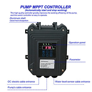 JENENSERIES Pump 270W DC 24V Solar Water Pumps, Max head 262ft,7.9GPM Flow，3 inch Solar deep well submersible Pumps with MPPT controller （270W 24V)