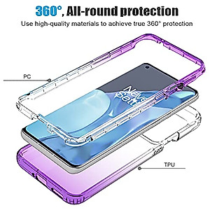 Bohefo Clear Case Compatible with OnePlus 9 Pro 5G Case for Girls Women, Cute Crystal TPU Bumper Shockproof Protective Phone Case Cover for OnePlus 9 Pro 5G (Purple)