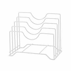 Pot Lid Organizer Cutting Board Holder Kitchen Dish Plate Storage Organizer and Drying Rack Bakeware Pot Lid Rack Holder Organizer Dish Drying Rack Mate (White, One Size)