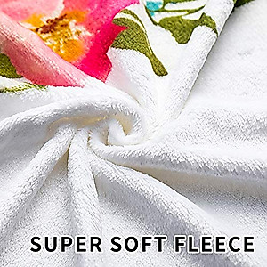Baby Monthly Milestone Blanket Girl - Large 60''x40'' Floral Plush Fleece Photography Background Prop Newborn Soft Wrinkle-Free Flower Blanket Bonus Wreath Headband