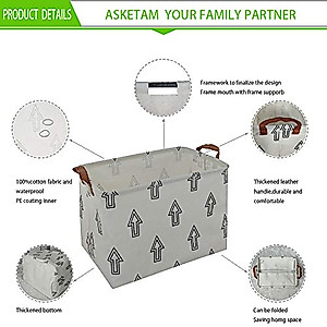 ASKETAM Kid Cute Rectangle Storage Basket Baby Collapsible Toy Storage Bin Nursery Child Playroom Bedroom Decor Clothes Storage Bin Gift Basket(Arrow)