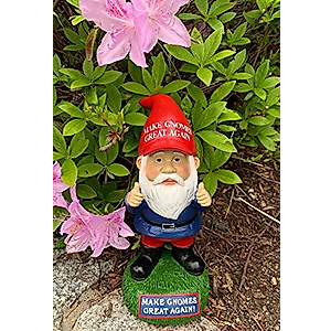 Gnometastic Make Gnomes Great Again Garden Gnome Statue, 9.5 Inches - Indoor or Outdoor Funny Garden Gnomes and Lawn Decoration,