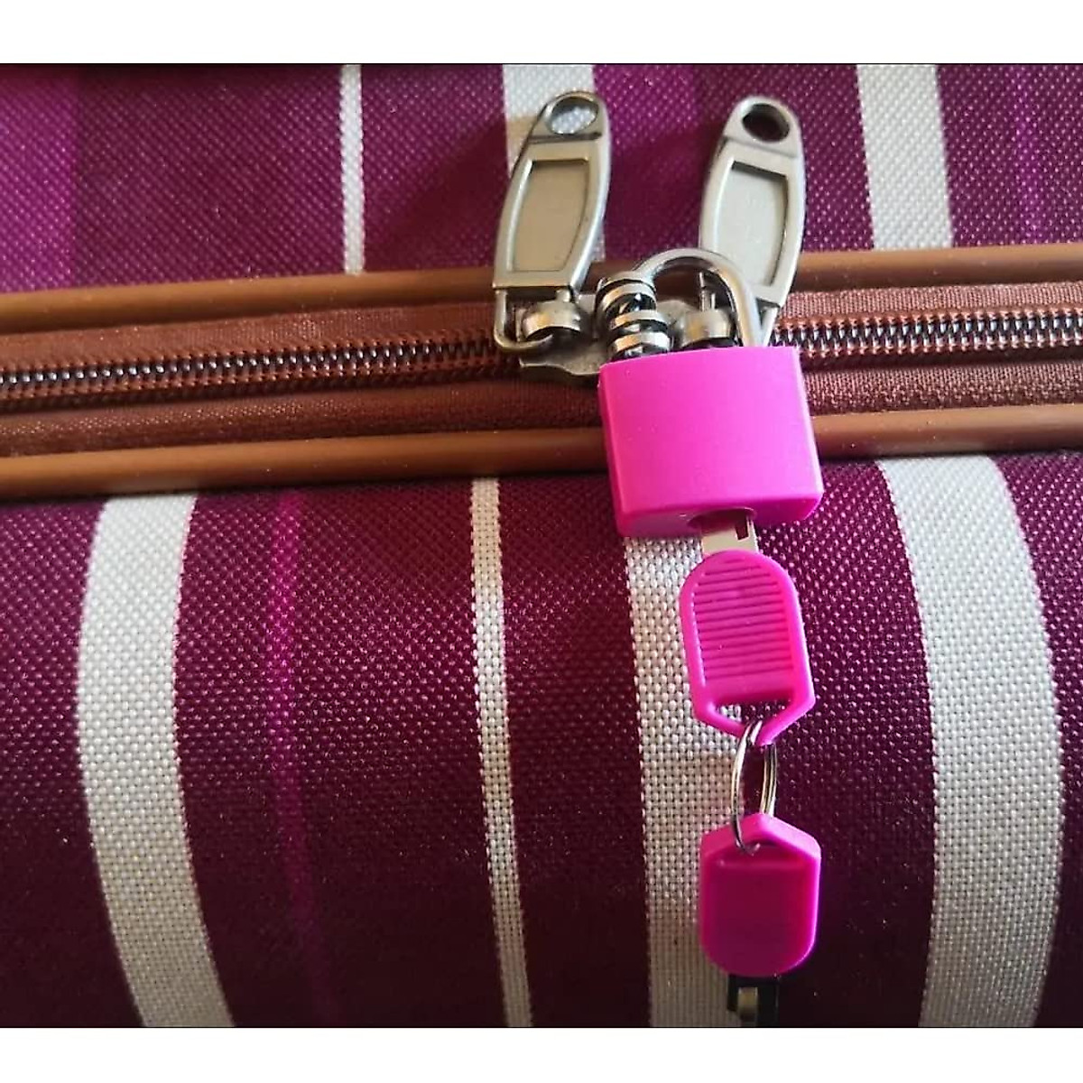 Yinpecly 1Pcs ABS Keyed Padlock, Waterproof Suitcase Padlock with Keys, Anti Rust Outdoor Lock for Cabinets Drawers 0.89'' Wide Zinc Alloy Body Shackle Purple Keyed Different