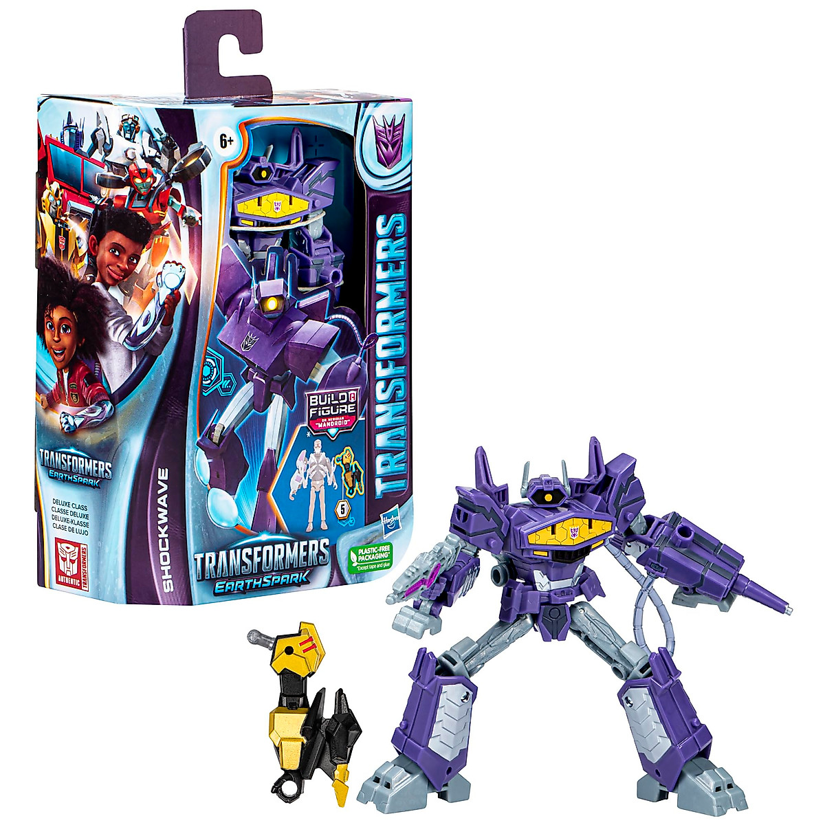 Transformers Toys EarthSpark Deluxe Class Shockwave Action Figure, 5-Inch, Robot Toys for Kids Ages 6 and Up