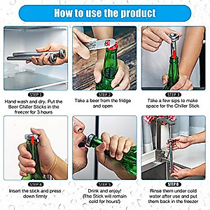 Beer Chiller Sticks for Bottles - Beer Gifts for Men - Beer Lover Gift featuring 2 Beer Chilling Sticks and 1 Bottle Opener in an Eco Friendly Wooden Gift Box - Beer Stick by woondulla