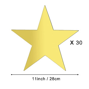 30 Pcs Star Cutouts Double Printed Paper, Star Cutouts Paper, 11 Inch Stars Decoration for Wedding Party Classroom Table DIY Decoration (Gold)