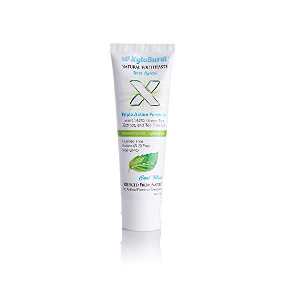 Xyloburst Natural Fluoride-Free Xylitol Premium Toothpaste with Xylitol and CoQ10 Cool Mint - SLS-Free, Paraben Free, Cruelty Free, 4 Ounce Tube Made in The USA (3 Tubes)