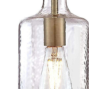 Westinghouse 6371400, Antique Brass Finish with Clear Textured Glass Carmen One-Light Indoor Mini Pendant, 120 Volts