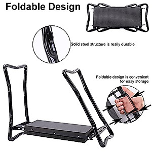 MOWARM Garden Kneeler Seat with Tool Bag and Free Garden Accessories Outdoor Tools, Comfy Eva Foam Padded Garden Stool Kneeling Chair (Black)