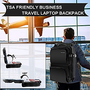 LAPACKER Travel Laptop Backpack Men Women,Business Anti Theft Carry On Backpacks with USB Charging Port Shoe Compartment Airline Approved,Water Resistant College Rucksack Fits 15.6 Inch Notebook,Black