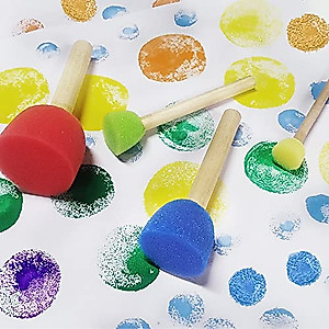 24 Pcs Round Sponge Brush Set, AIFUDA Round Foam Paint Brushes Sponge Painting Tools with Wooden Handles for Arts and Crafts