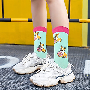 Belloxis Corgi Gifts for Corgi Lovers, Corgi Socks 5 Pairs, Funny Fun Novelty Socks, Gifts for Women