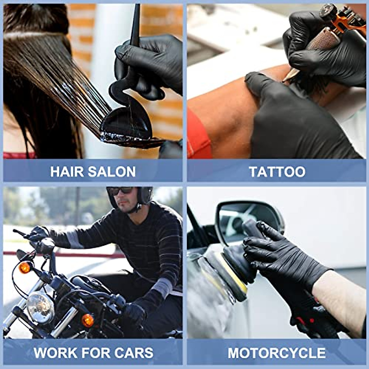 Vaingarb Black Nitrile Gloves Disposable Latex Free,Powder-Free,Medical Exam Gloves 100 Count Medium 5 Mil for Industry Working,House Cleaning,Food Prep