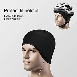ROCKBROS Skull Cap Men & Women Thermal Cycling Helmet Liner Moisture Wicking Motorcycle Running Hat,Fits Under Helmets Black