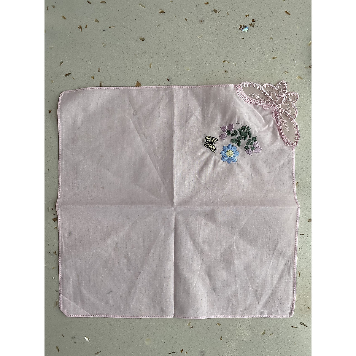 FTSUCQ Womens Vintage Floral Wedding Party Cotton Handkerchiefs, Embroidered with Lace (Lace Handkies-12PCS)