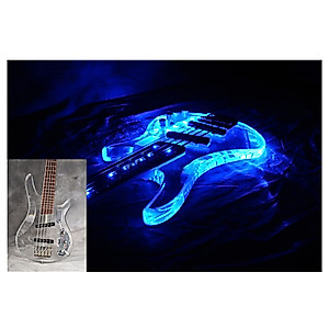 Unfinished Guitar Body Red Sandalwood Fingerboard with LED Lights, Real Shots, Suitable for 2016 New Straight-Through 5-String Acrylic Body Bass Guitar DIY Accessory