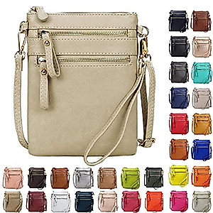 Solene Women's Faux Leather Organizer Multi Zipper Pockets Handbag With Detachable Wristlet Crossbody Bag-WU002(Brick)