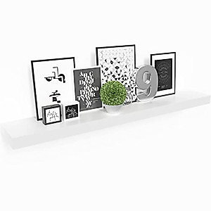 Ballucci Floating Shelf, 35.5" L Wood Wall Mounted Ledge with Invisible Bracket for Living Room, Bedroom, Bathroom, Kitchen, Nursery, 6" Deep - White