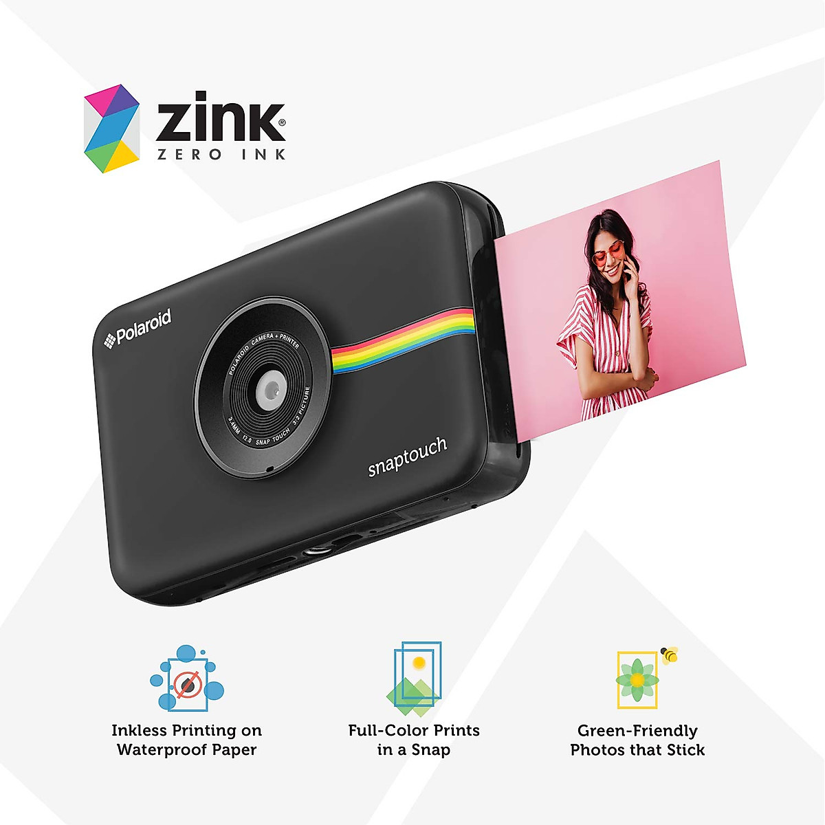 Zink Polaroid SNAP Touch 2.0 – 13MP Portable Instant Print Digital Photo Camera w/ Built-In Touchscreen Display, Black