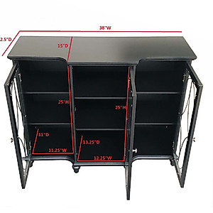 Pilaster Designs Logan Cherry Wood Contemporary Sideboard Buffet Console Table with Glass Cabinet Doors and Adjustable Storage Shelves