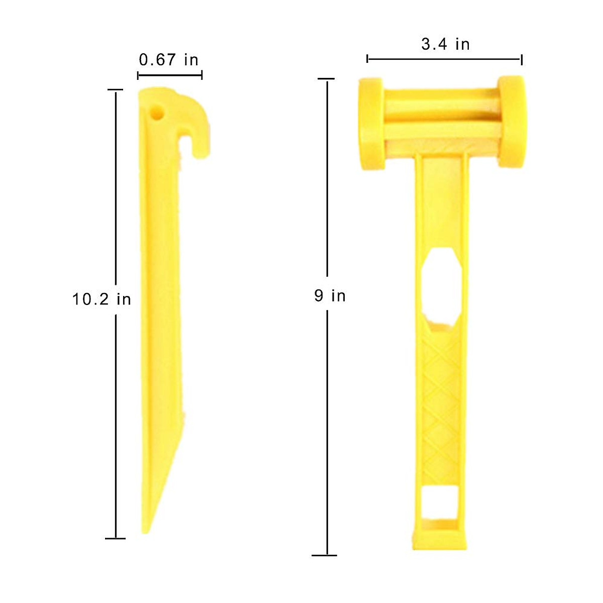 AITIME 30 Pcs 9 Inch Plastic Tent Stakes with 1 Yellow Puller Hook, Durable Garden Lawn Tarp Stakes, Tent Spikes Nails Pegs Hammer for Outdoor Beach Camping Courtyard Decorative Accessories